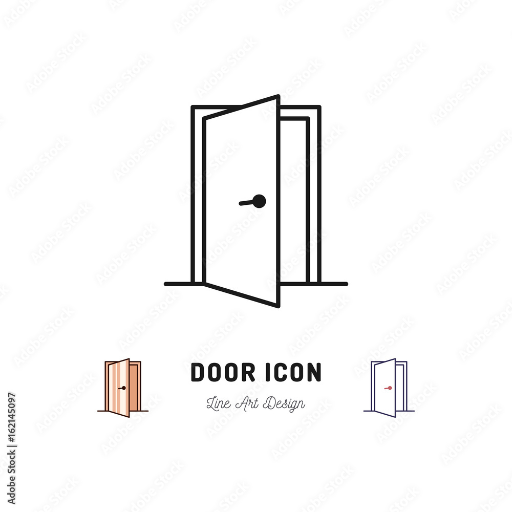 Open Door icon, Vector thin line art symbol Stock Vector | Adobe Stock