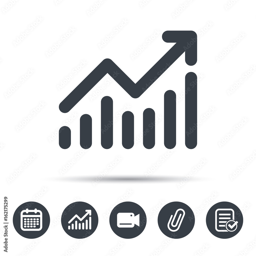 Graph icon. Business analytics chart symbol. Calendar, chart and ...