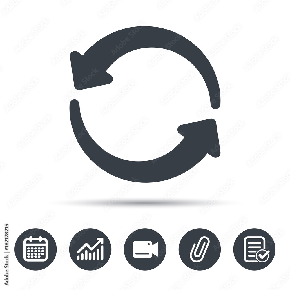 Update icon. Refresh or repeat symbol. Calendar, chart and checklist ...