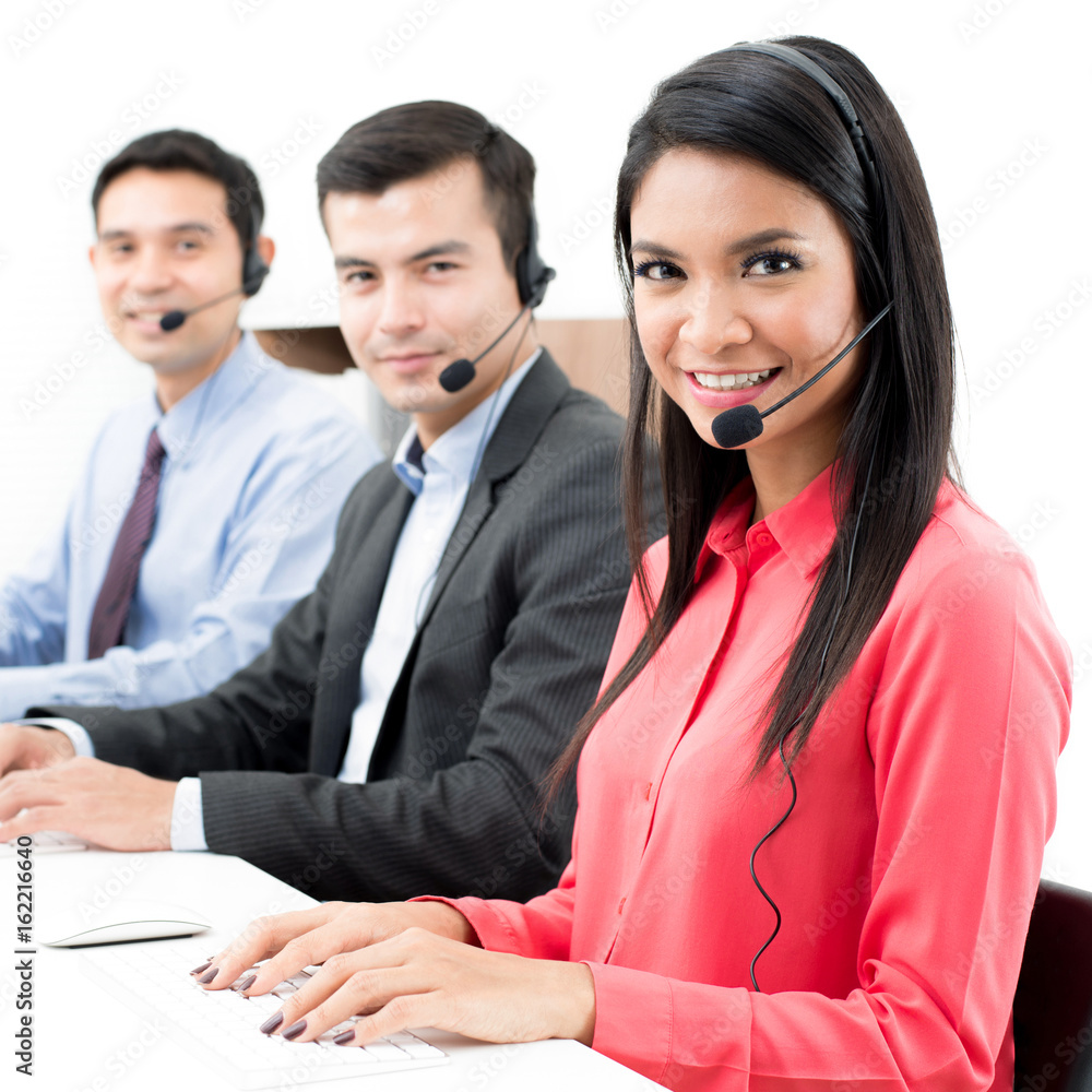 Call center (or telemarketer) team Stock Photo | Adobe Stock