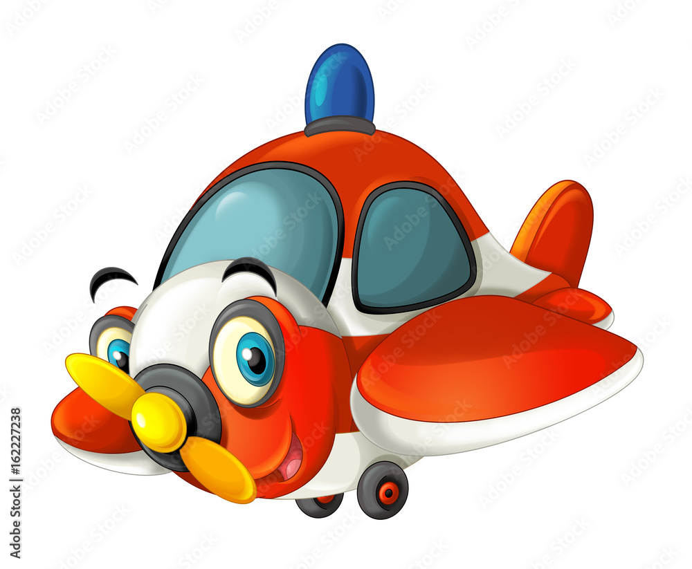 cartoon happy traditional fire fighting plane with propeller smiling ...