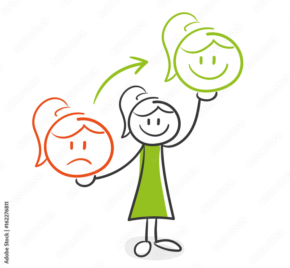 Stock-Vektorgrafik „Stick Figure Series Green Woman / Smiley“ | Adobe Stock