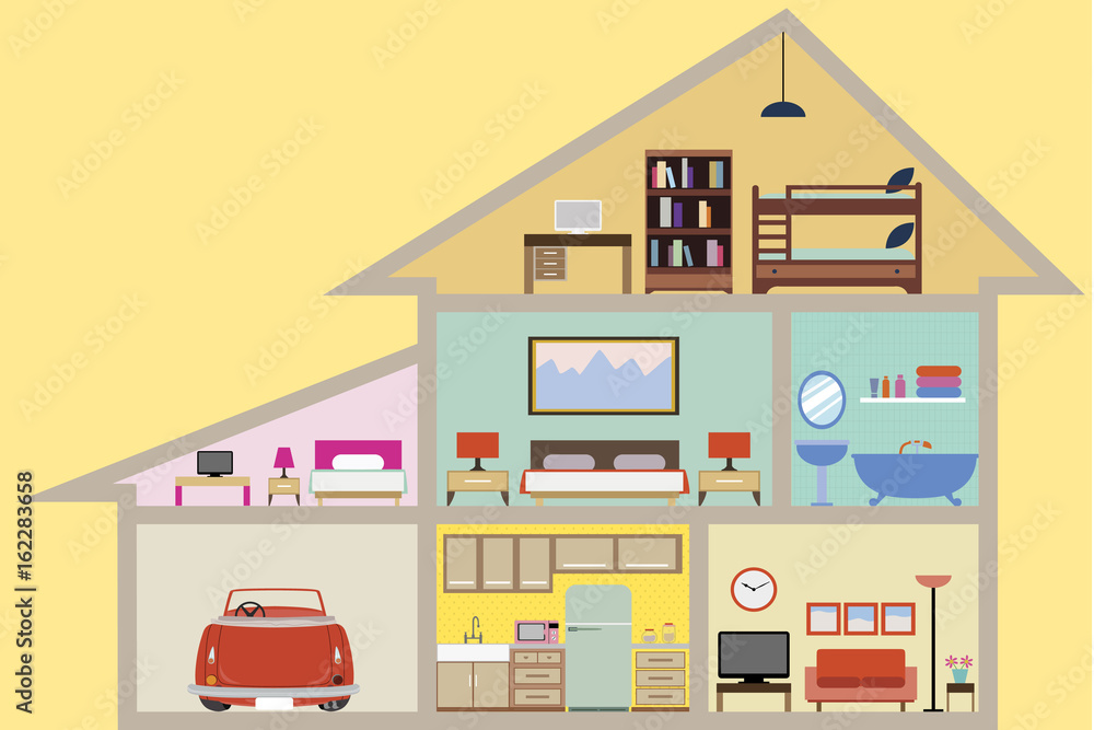 House inside with rooms vector for your ideas Stock Vector | Adobe Stock