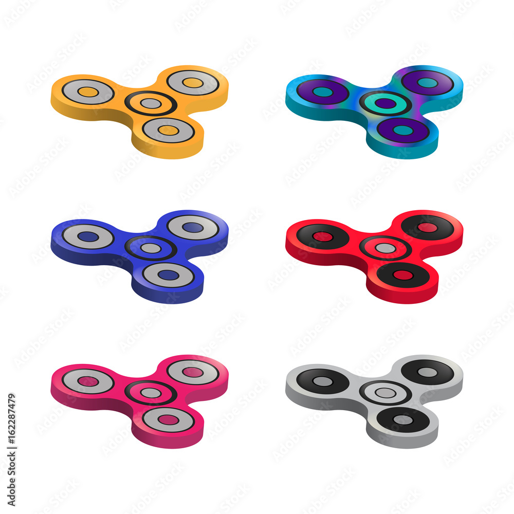 Set of Color Finger Spinners isolated on white background. Hand Spinner ...