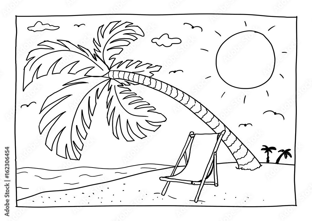 Ausmalbilder Palmenstrand