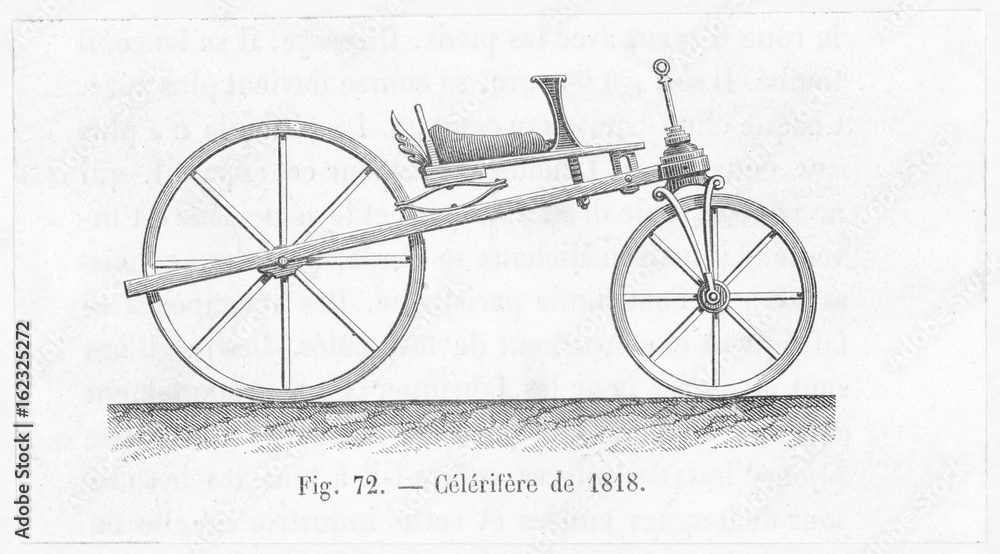 Celerifere bicycle. Date: 1818 Stock Photo | Adobe Stock