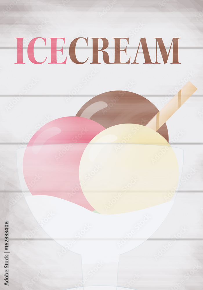 Rustic wood sign - Ice cream Stock Illustration | Adobe Stock