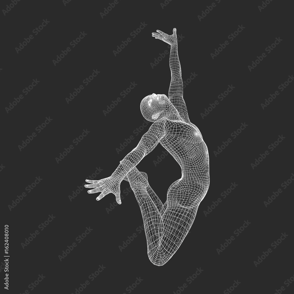 เวกเตอร์ Stock Gymnast. 3D Model of Man. Human Body Model. Gymnastics ...