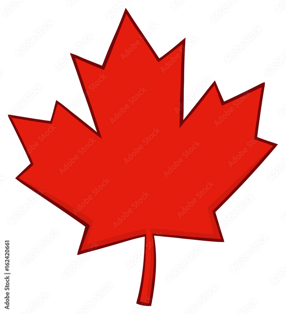 Canadian Red Maple Leaf Line Cartoon Drawing. Illustration Isolated On ...