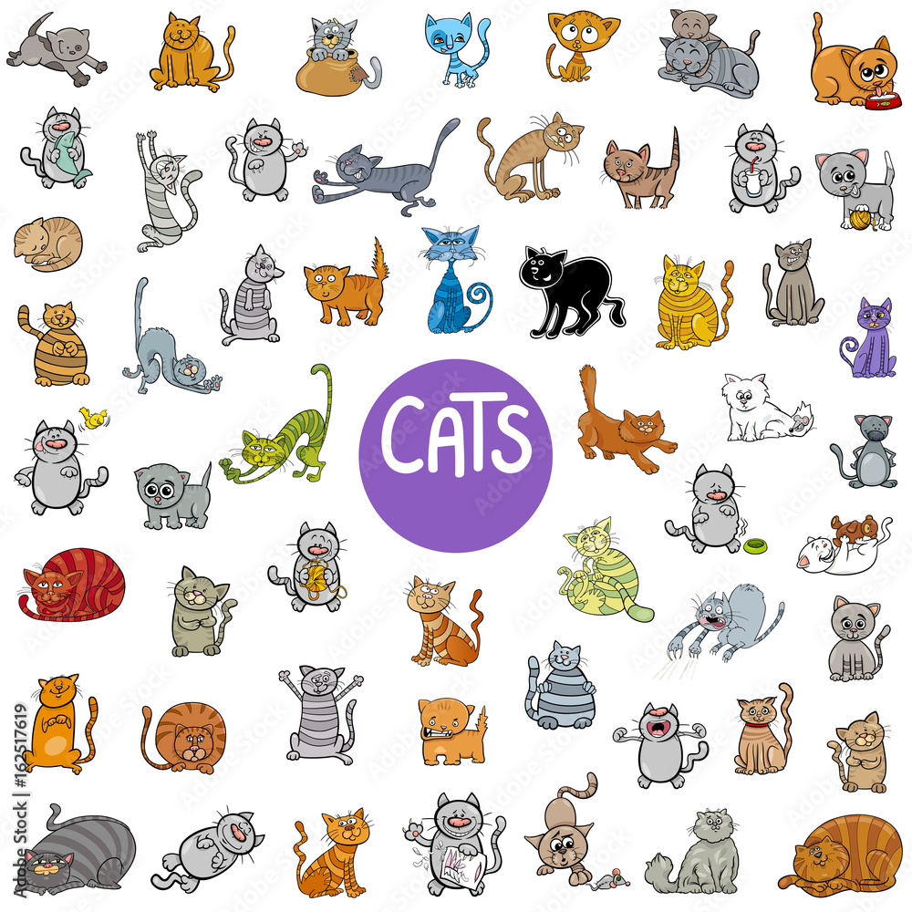 cartoon cat characters big set Stock Vector | Adobe Stock