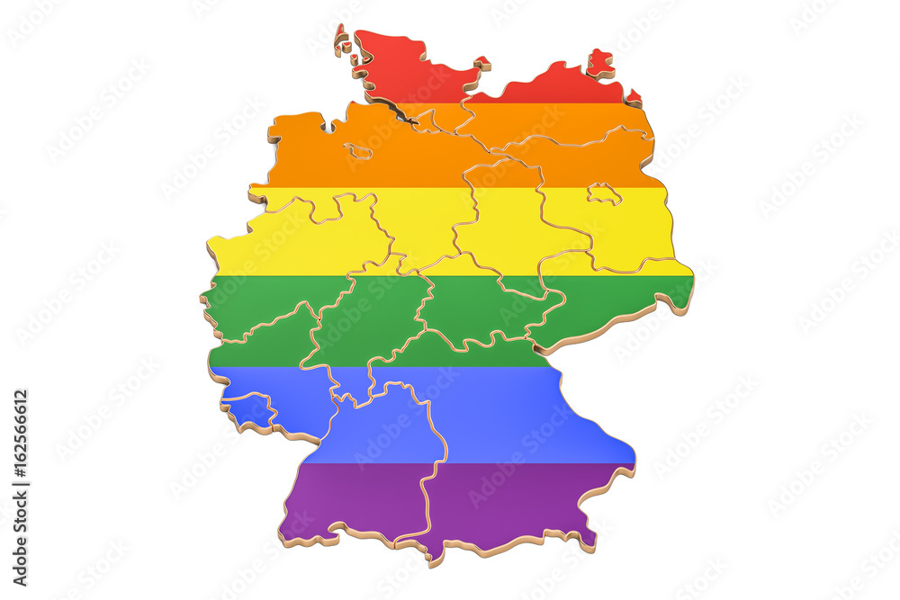 German map with LGBT flag, 3D rendering Stock Illustration | Adobe Stock