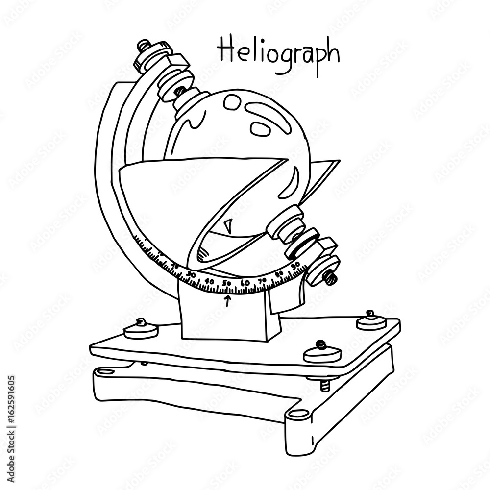 Heliograph - vector illustration sketch hand drawn with black lines ...