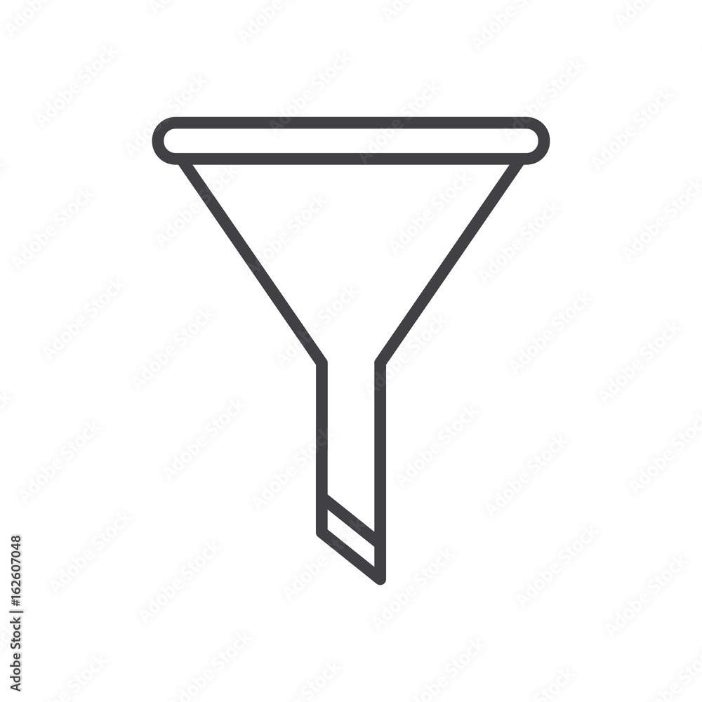 Funnel line icon, outline vector sign, linear style pictogram isolated ...