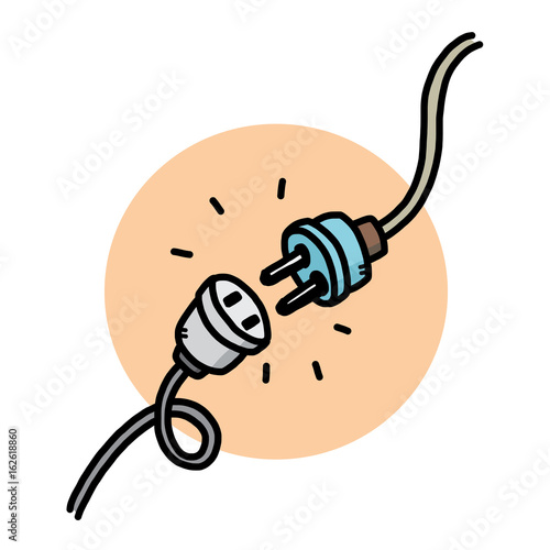 unplug / cartoon vector and illustration, hand drawn style, isolated on ...