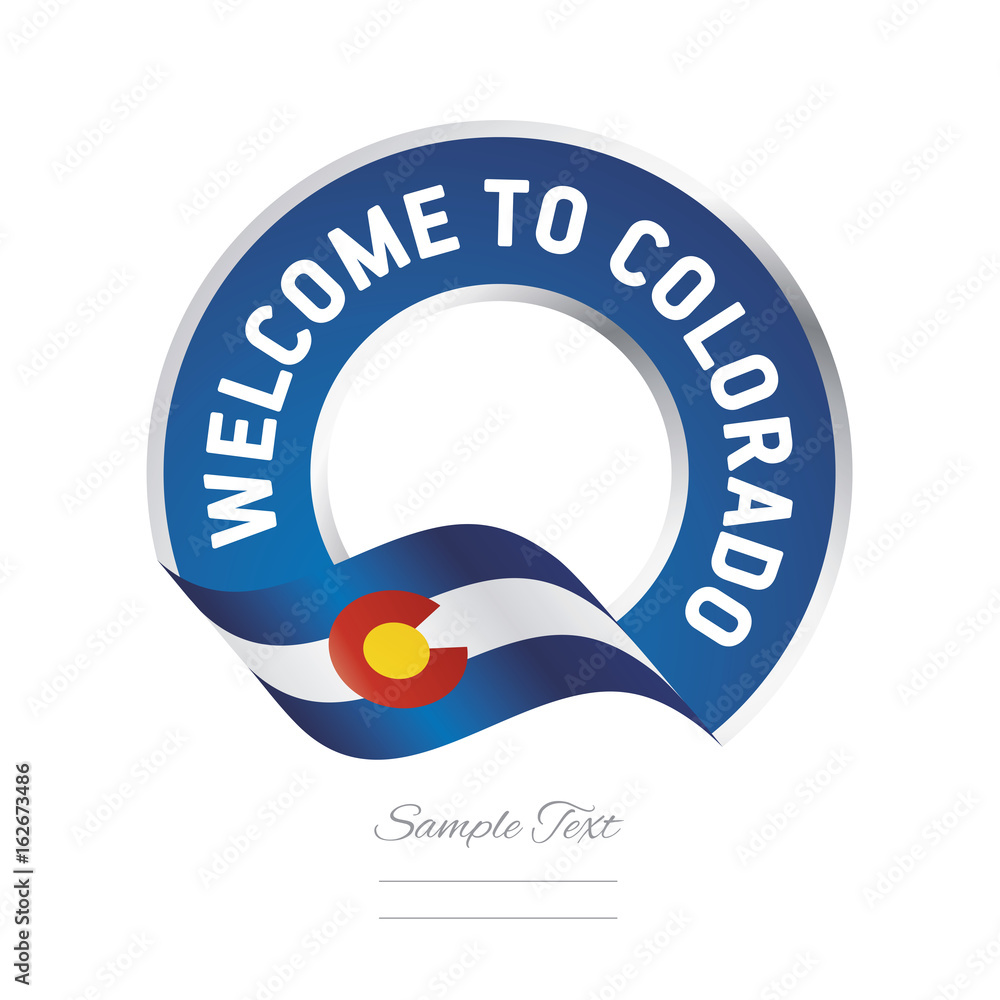 Welcome to Colorado flag blue label logo icon Stock Vector | Adobe Stock