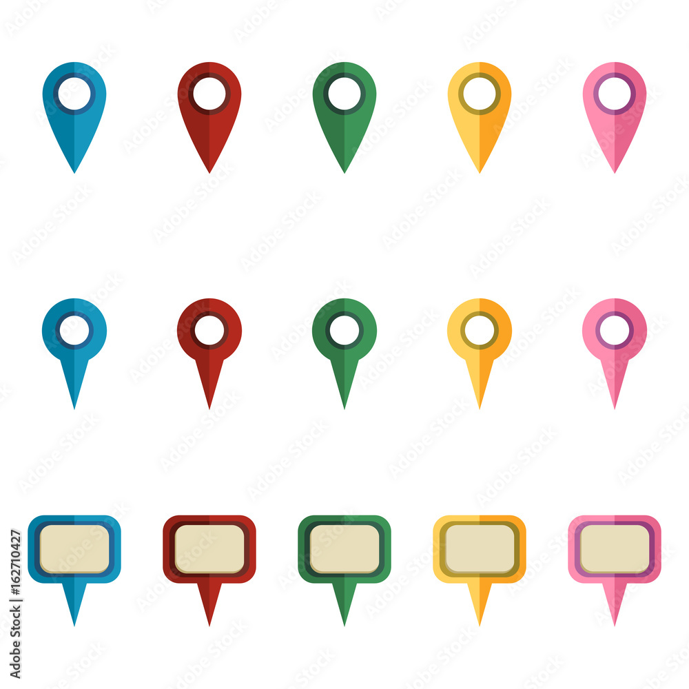 Vector Set of Cartoon Map Markers. Stock Vector | Adobe Stock