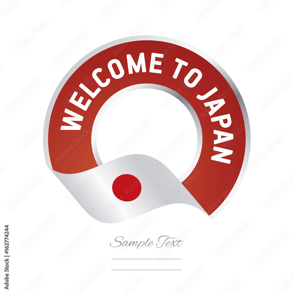 Welcome to Japan flag red label logo icon Stock Vector | Adobe Stock