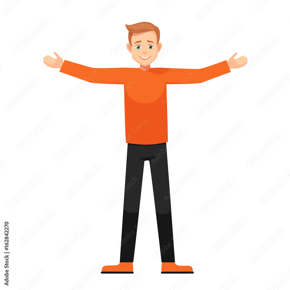 boy with open arms.character in various poses: wide-open arms ...