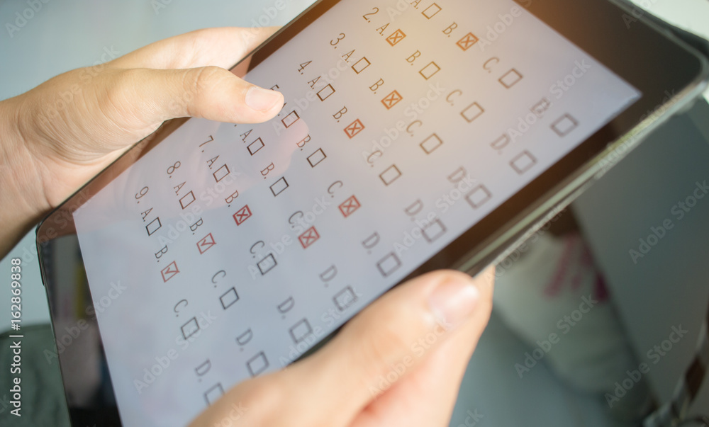 blurred of student testing in online exam in form exercise, exams ...