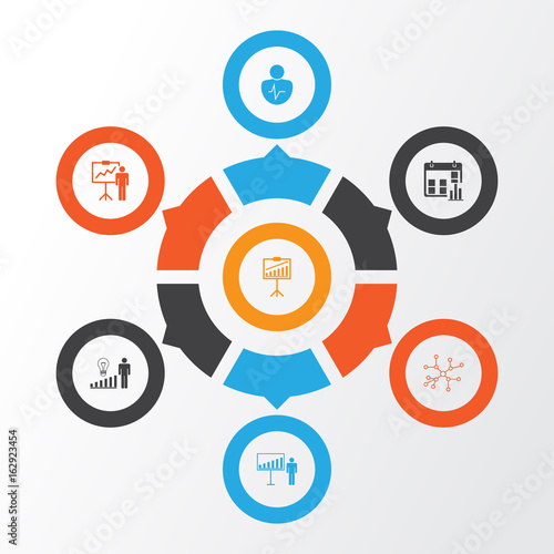 Management Icons Set. Collection Of Project Presentation, Presentation ...