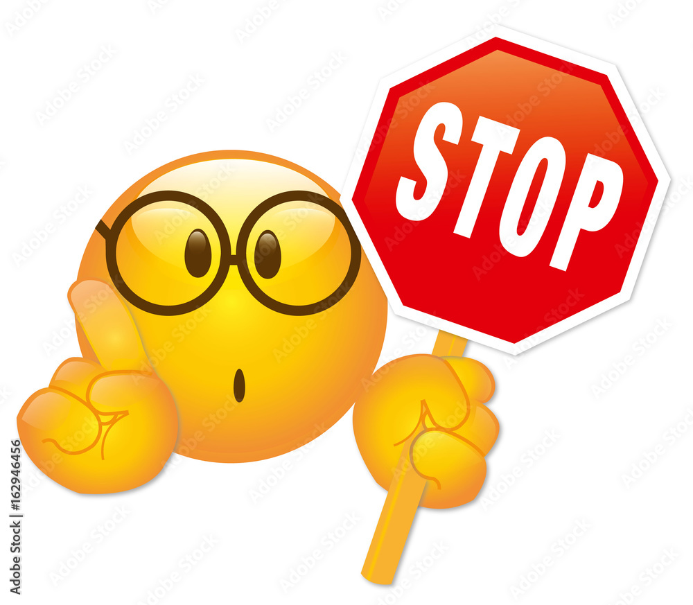 Stock-Vektorgrafik „Stop Smiley mit Stopschild - Vektor“ | Adobe Stock