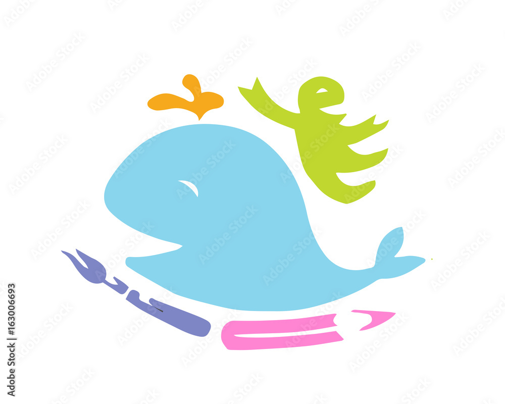 Modern Children Education Logo - Fun Whale Kids Learning Activity ...