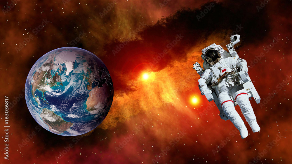 Astronaut planet Earth spaceman suit outer space gravity galaxy ...