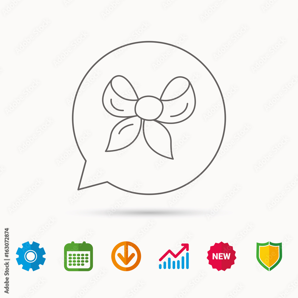 Gift bow icon. Present decoration sign. Ribbon for packaging symbol ...