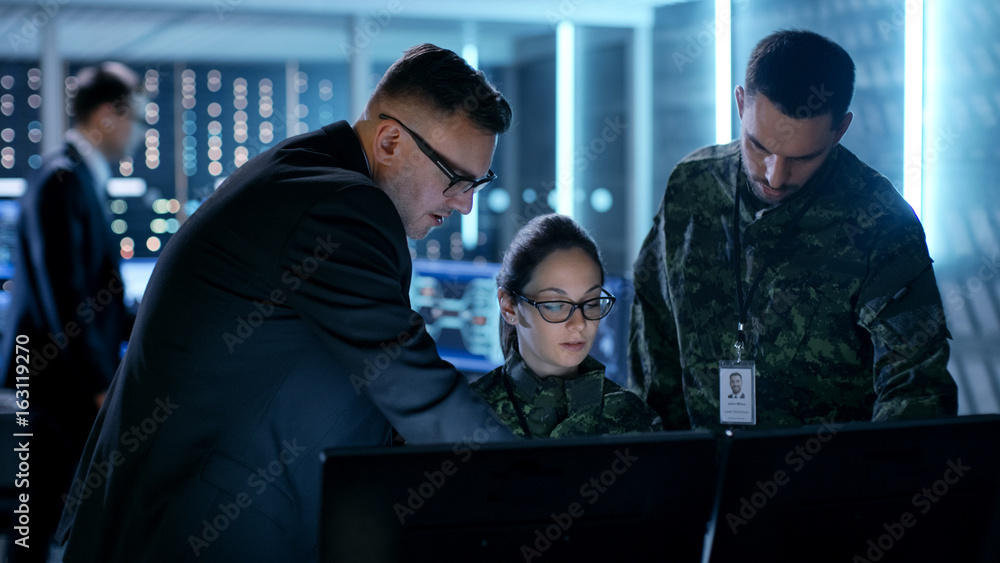 Government Surveillance Agency and Military Joint Operation. Male Agent ...