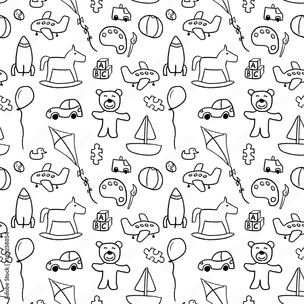 Toys texture - seamless doodle art Stock Vector | Adobe Stock
