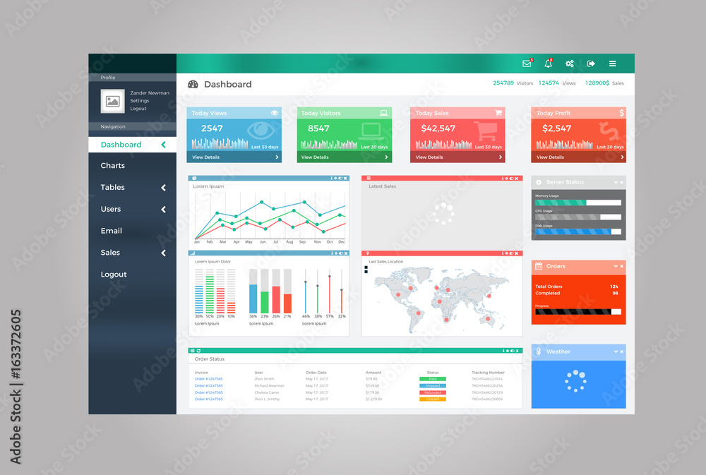 Admin Dashboard Vectorial Design Stock Vector | Adobe Stock