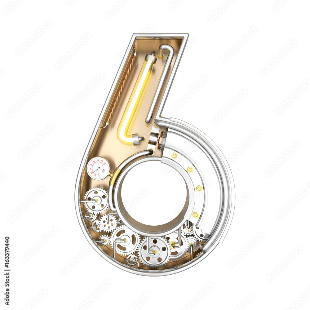 Mechanic alphabet ,number 6, clipping path. 3D illustration Stock Photo ...