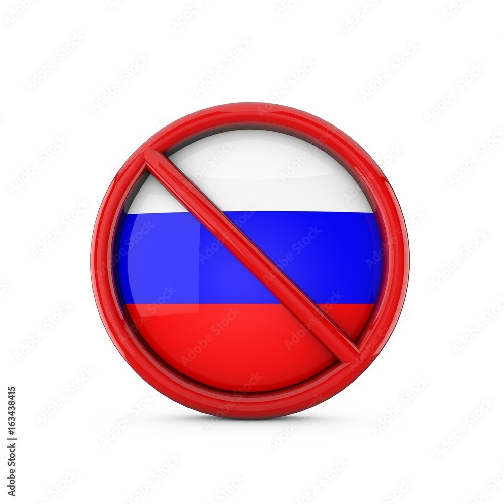 Russia flag prohibited no entry symbol. 3D Rendering Stock Illustration ...