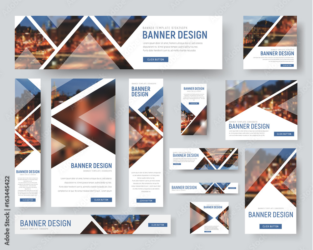 Banner templates of standard size with triangular elements Stock Vector ...