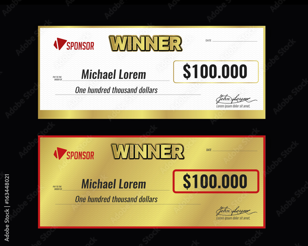 Design template for award winning check. Vector Stock Vector | Adobe Stock