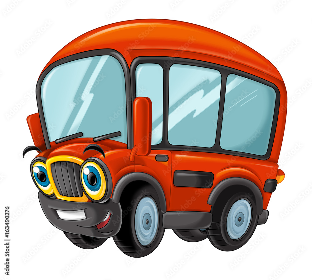 Cartoon happy and funny cartoon fire fireman bus looking and smiling ...