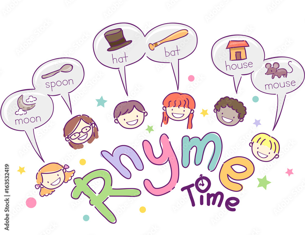 Stickman Kids Rhyme Words Stock Vector | Adobe Stock