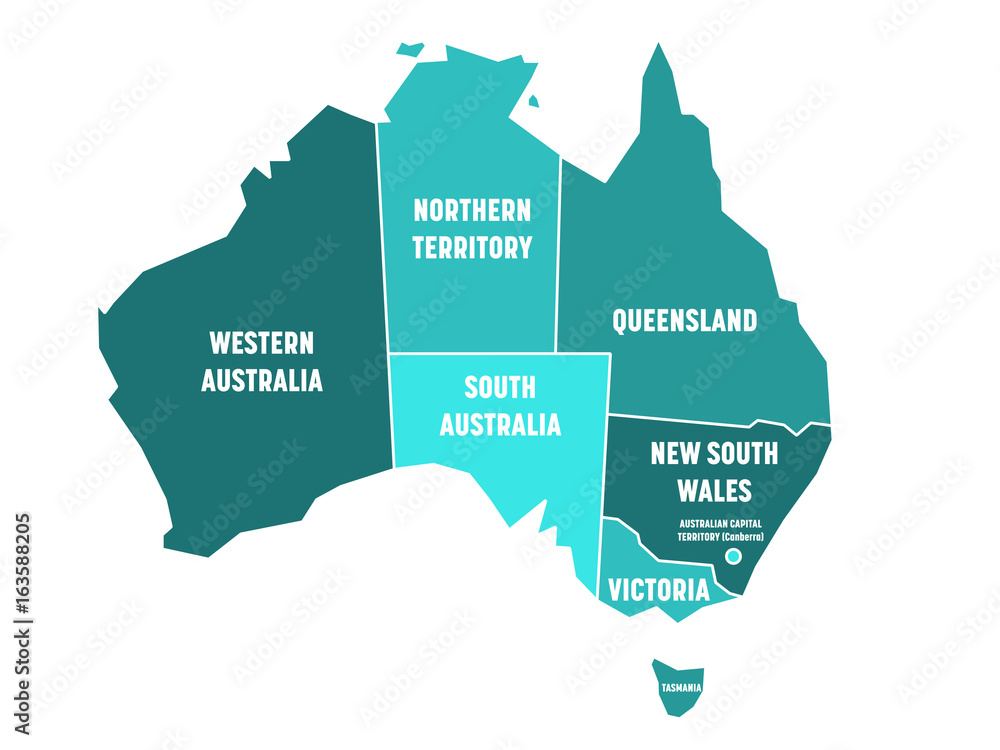 Стоковий вектор Simplified map of Australia divided into states and ...