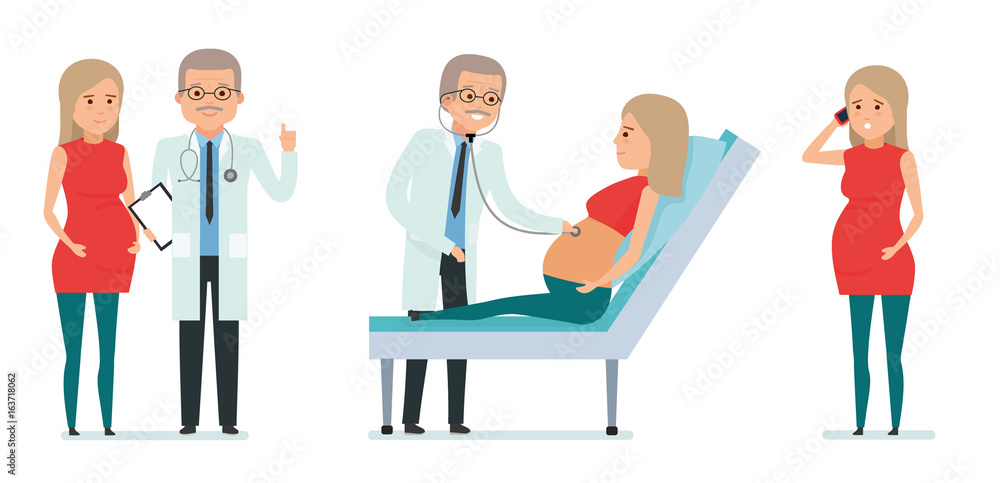 Pregnant woman in the center for human reproduction. On reception at ...