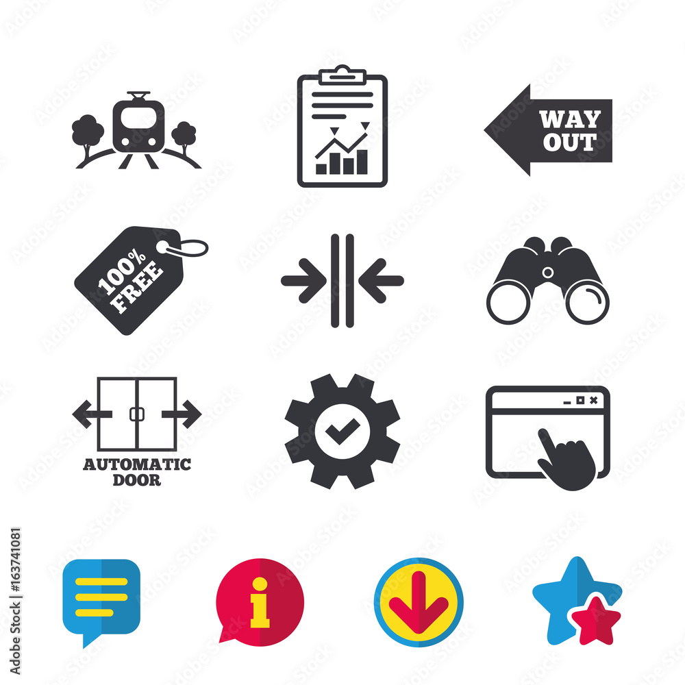 Train railway icon. Overground transport. Automatic door symbol. Way ...