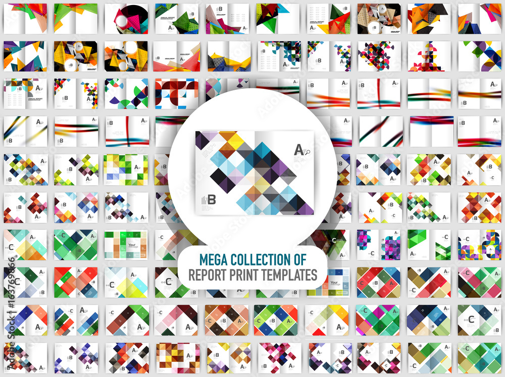 Mega collection of 100 vector annual report print templates Stock ...