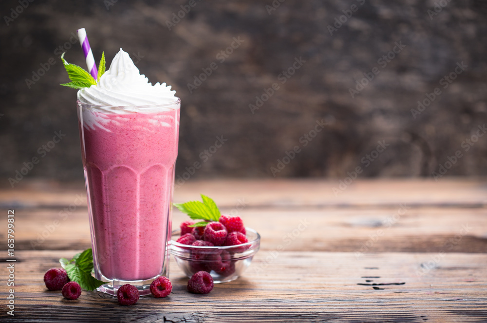 Raspberry milkshake Stock Photo | Adobe Stock