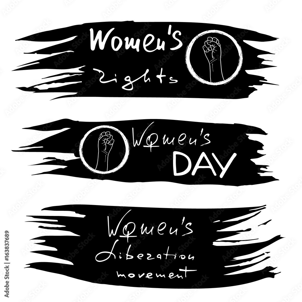 Women`s liberation movement . 3 feminism banners with feminist quotes ...