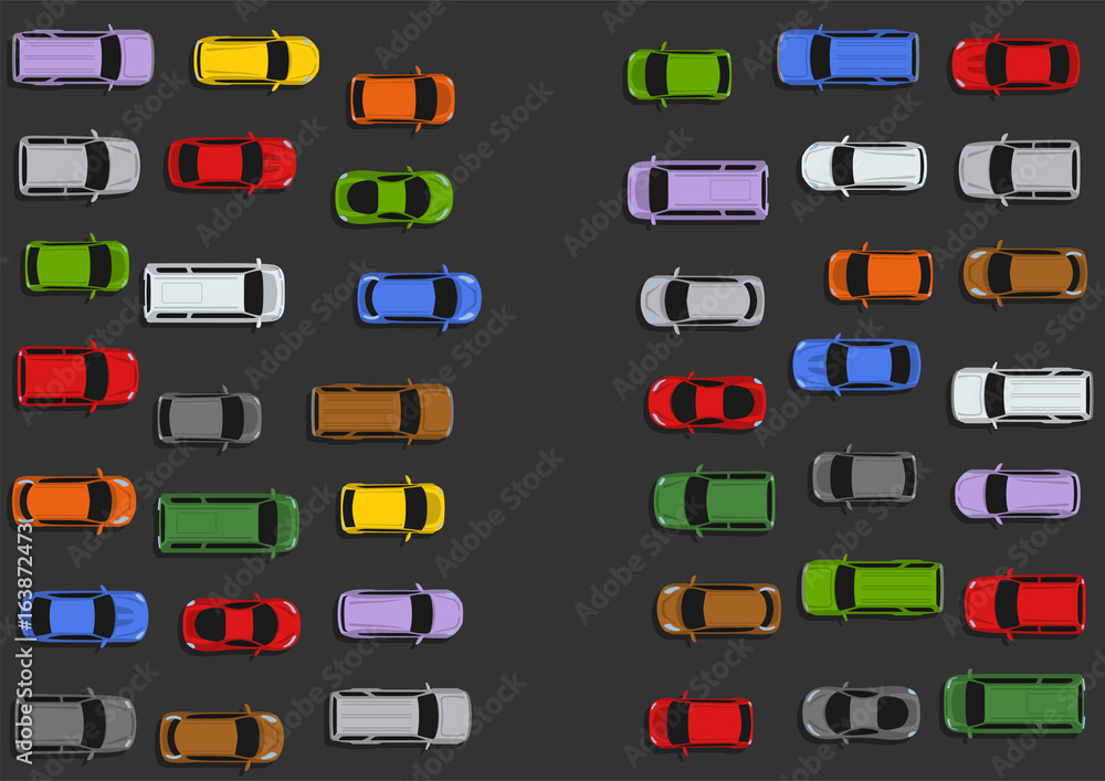 Traffic jam concept top view illustration. Traffic congestion on roads ...