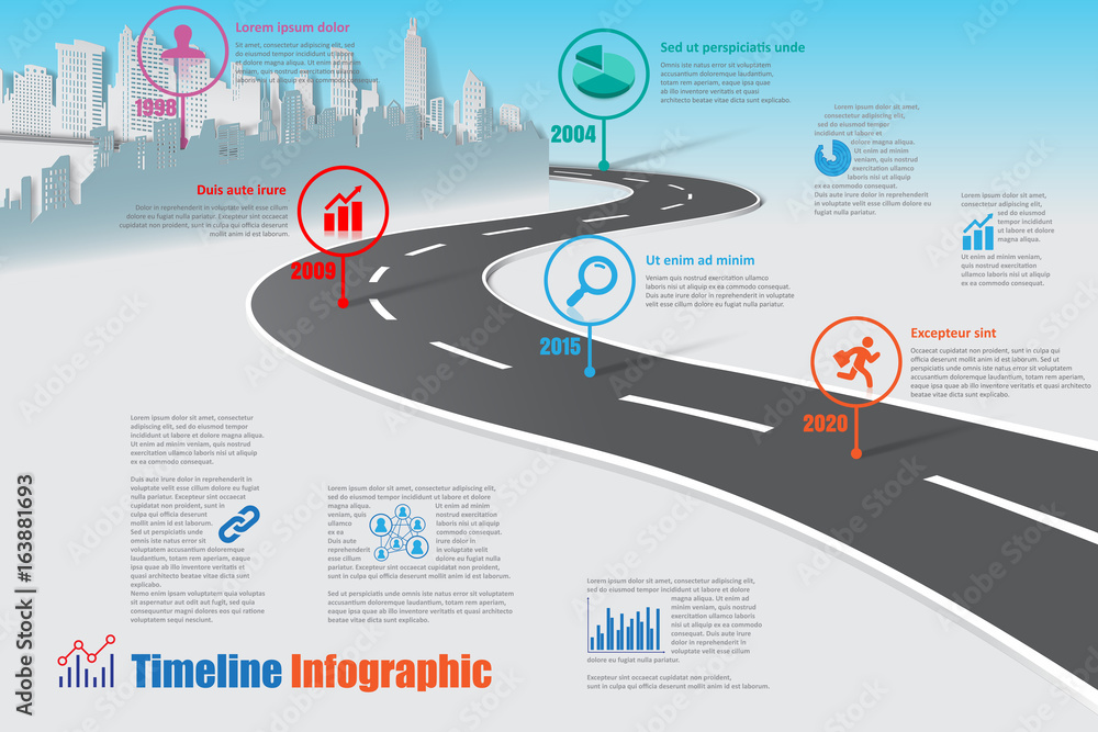 Design template, city road map timeline infographic brochure diagram ...