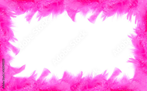 Beautiful background frame consisting of bright pink feathers isolated ...