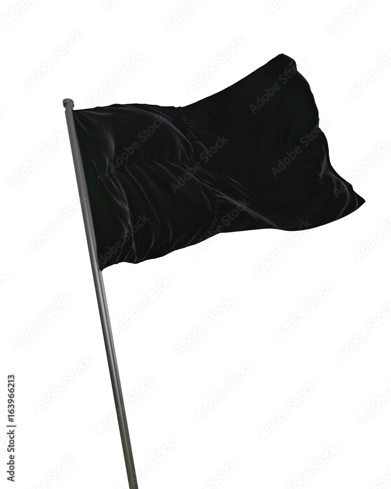 Black Flag Waving Isolated on White Background Portrait Stock ...