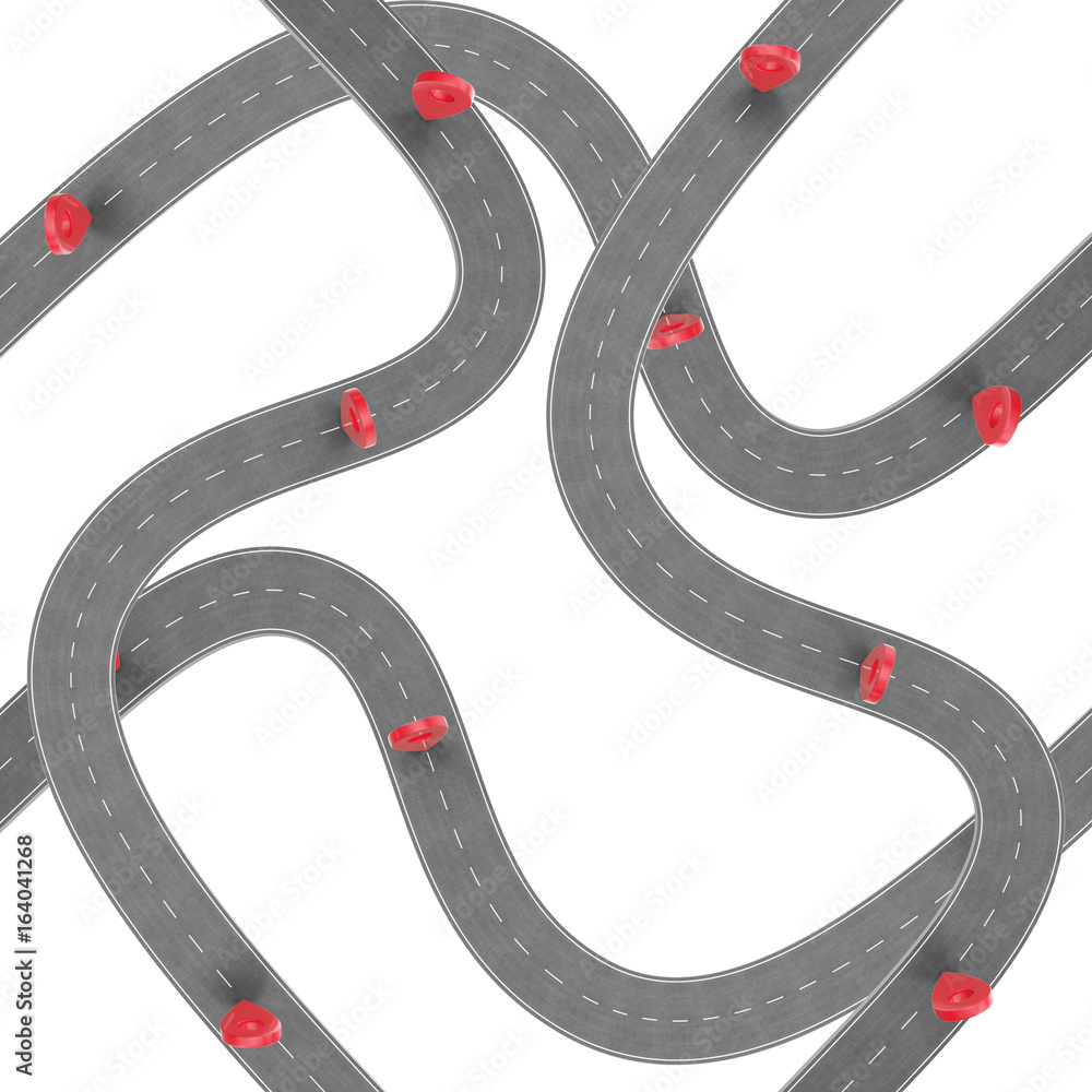 Road infographic with pin pointer. Navigation concept with pin pointer ...