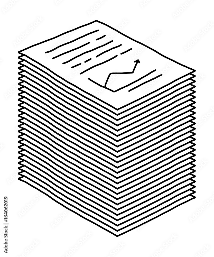 data paper stack / cartoon vector and illustration, black and white ...