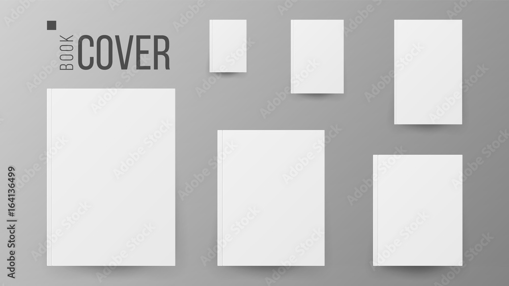 Blank Book Cover Set Vector. Realistic Illustration Isolated. Empty ...